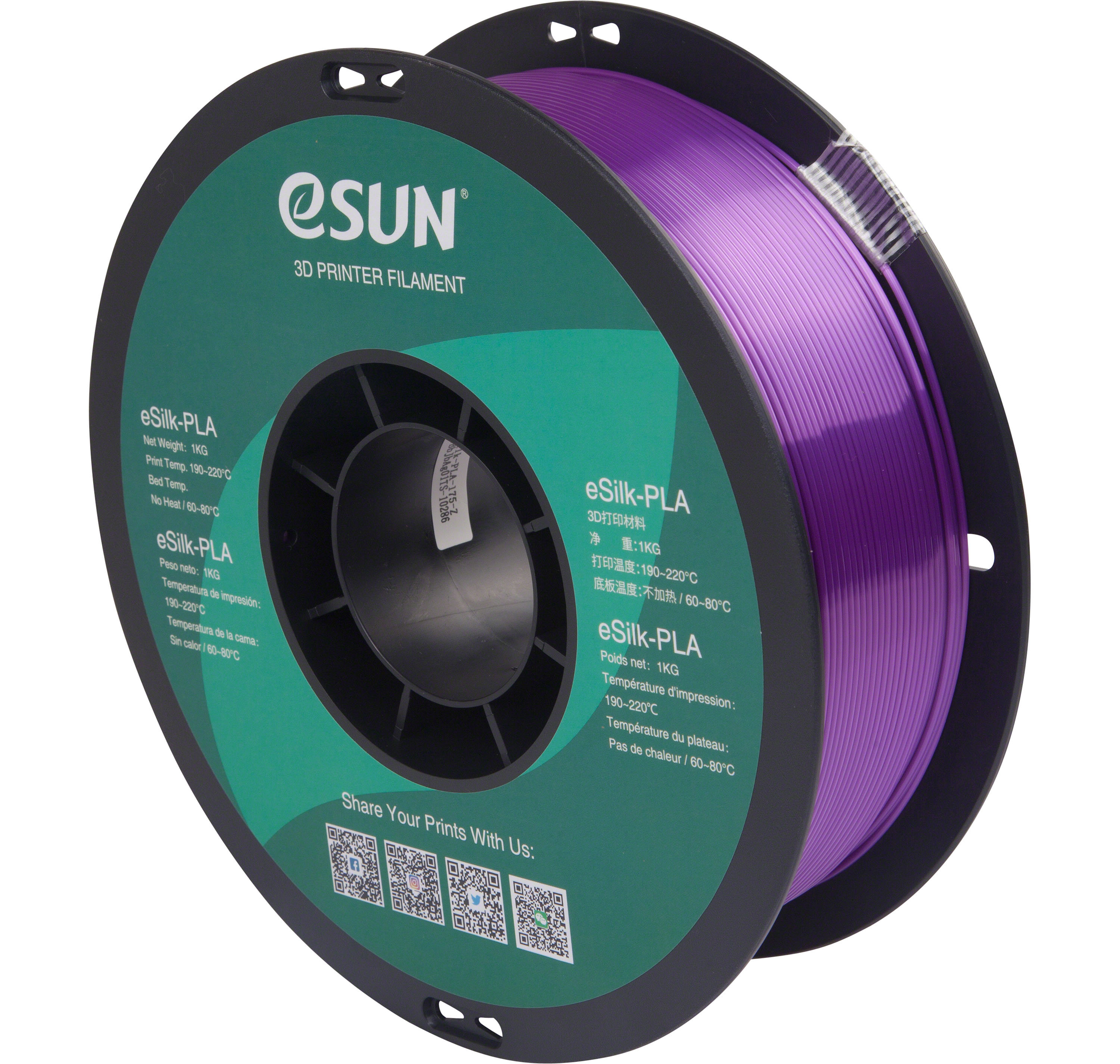 eSUN Filament PLA Silk Purple 1.75mm M01122002.1-6 - 3DWare Shop Schweiz