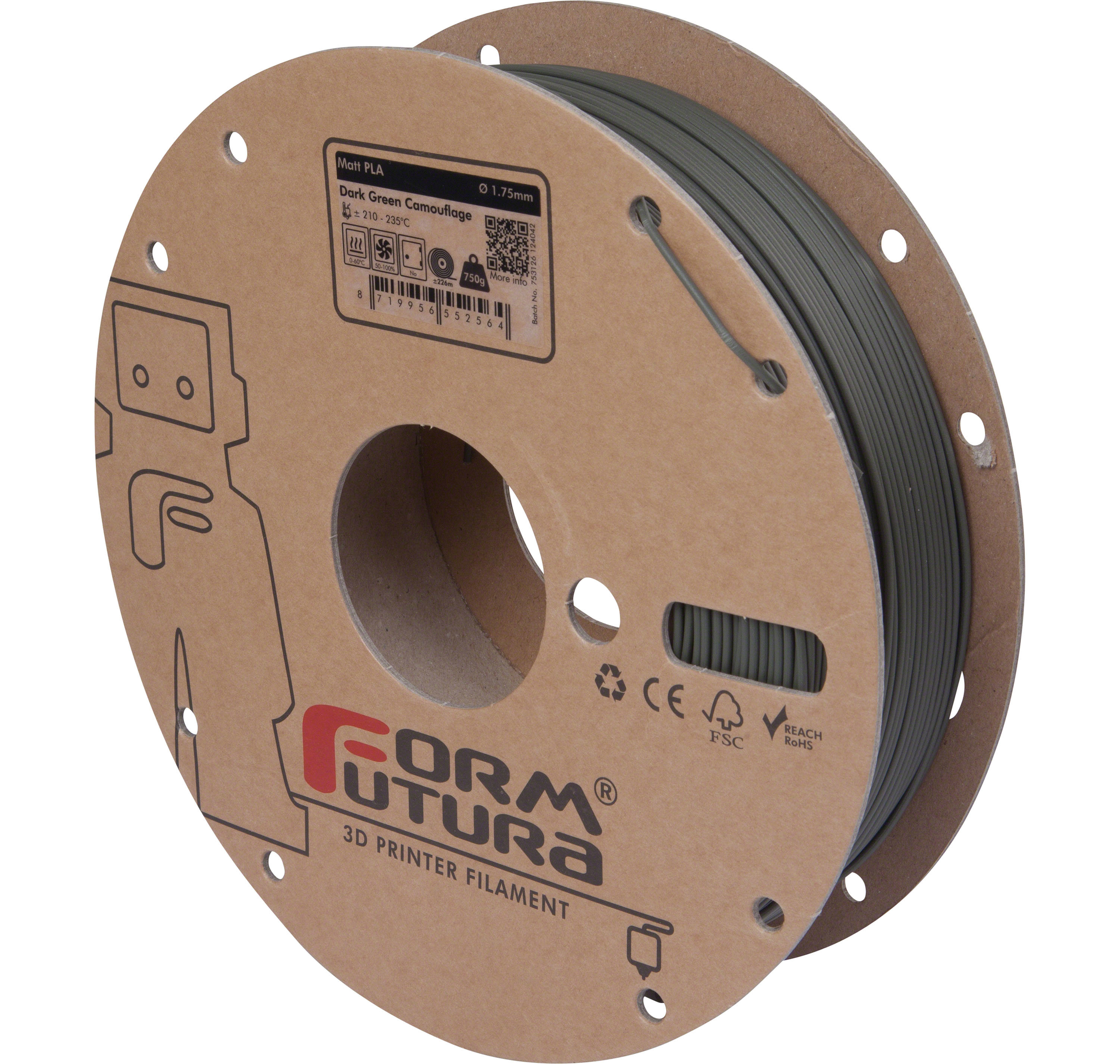Formfutura Filament PLA Matt Dark Green Camouflage 1.75mm M01126005.750 ...