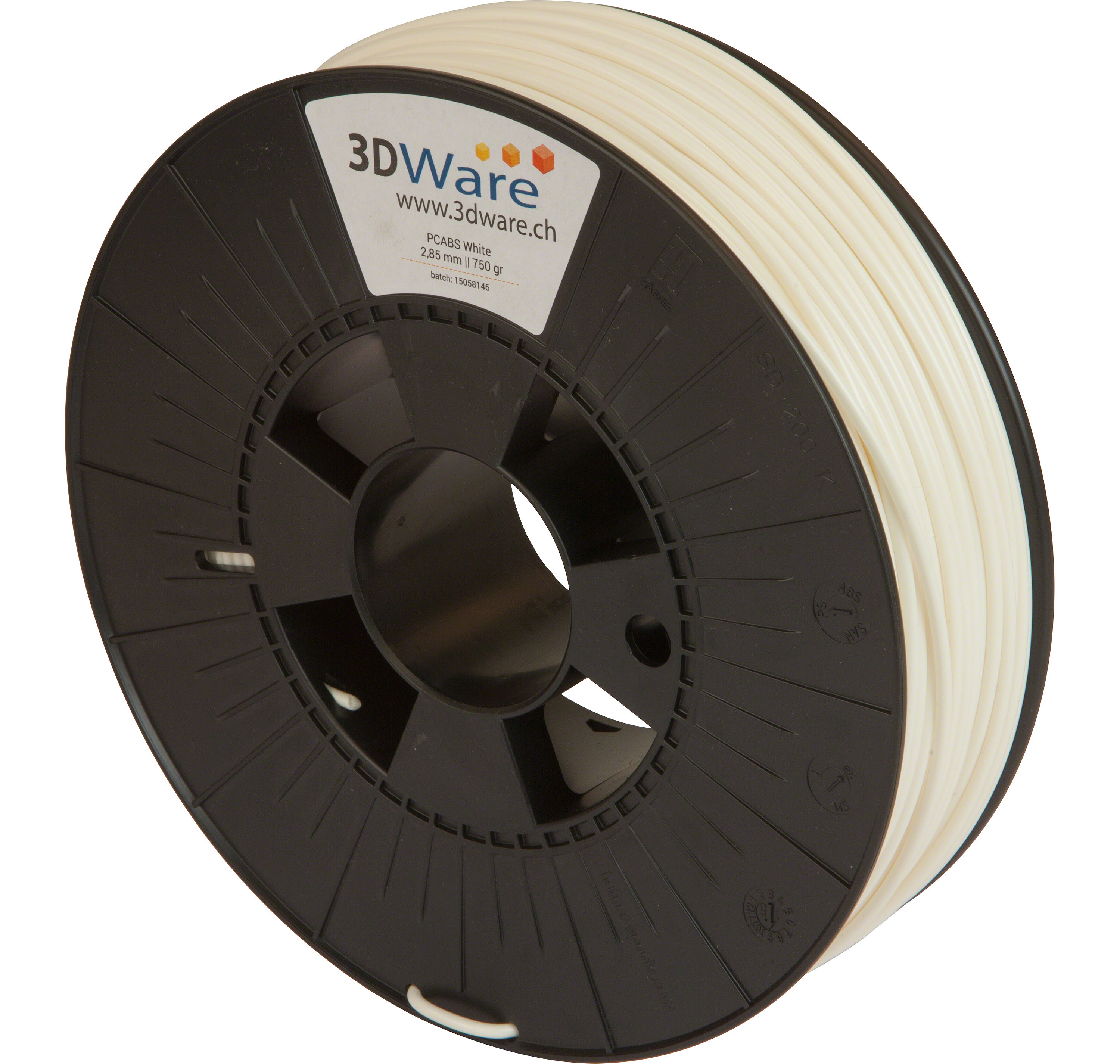 Dutch Filament PC-ABS white 3mm M01153104.075 - 3DWare Shop Schweiz